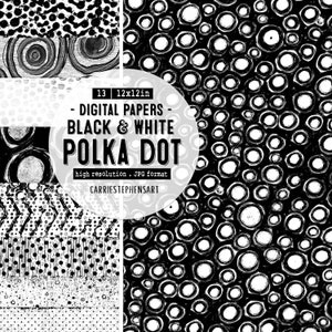 Black & White Polka Dot Digital Paper Pack | 12x12 Backgrounds - Etsy