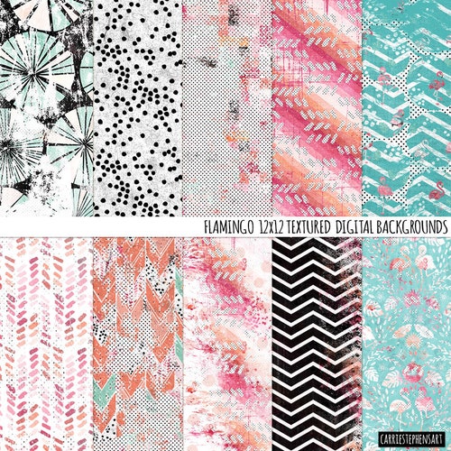Printable Pink Flamingo Digital Papers & Backgrounds Summer - Etsy