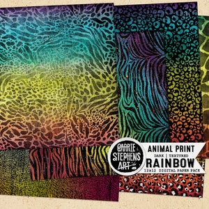 Rainbow Leopard Pattern Digital Paper, Animal Print Background Textured ...