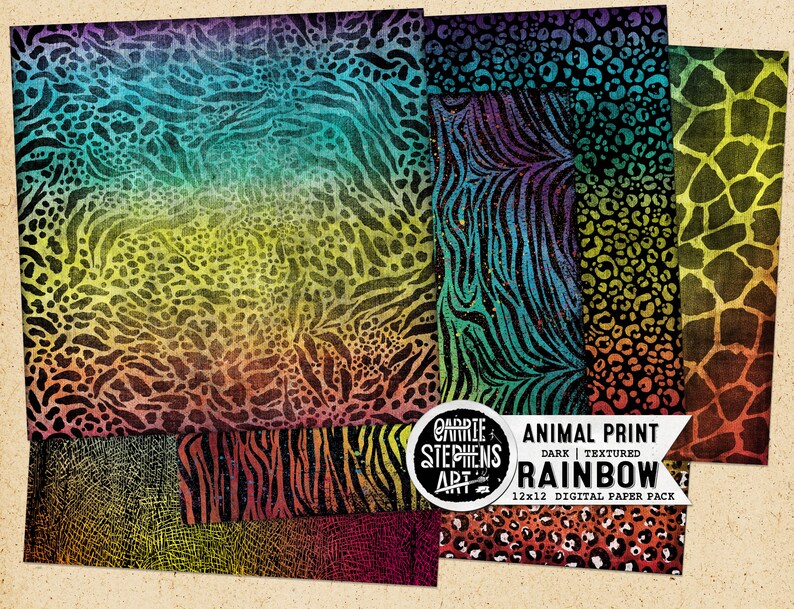 Rainbow Leopard Pattern Digital Paper Animal Print Background | Etsy