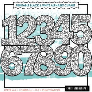 Tiny Flowers Alphabet Clipart, PRINTABLE Bulletin Board Letters, Black ...