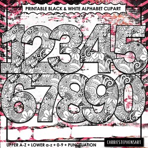 Floral Doodle Alphabet Clipart, Flower Printable Bulletin Board Letters ...