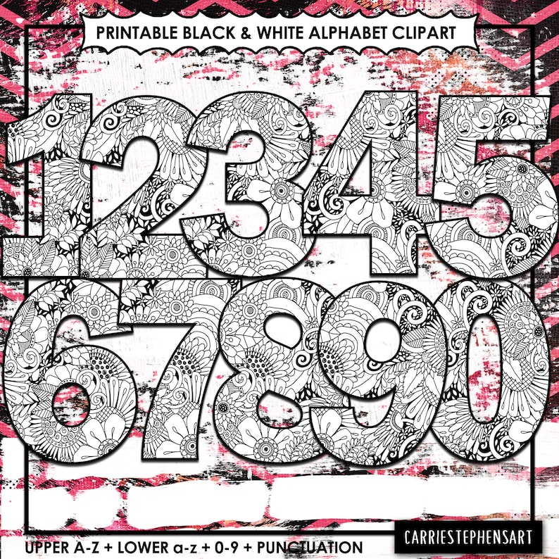 Floral Doodle Alphabet Clipart, Flower Printable Bulletin Board Letters ...