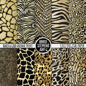 Black & Gold Animal Print Digital Paper Patterns - Etsy