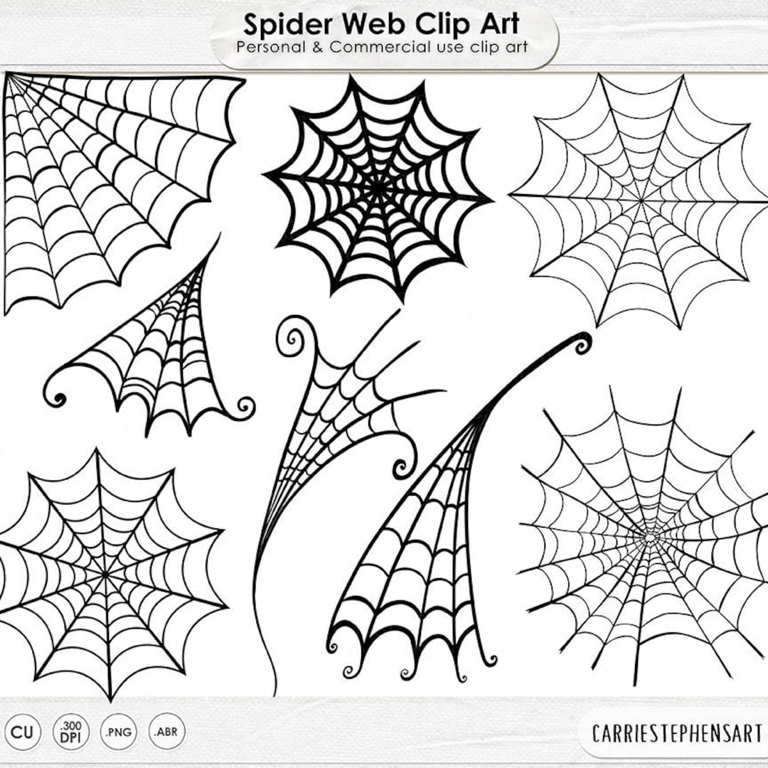 Spider Web Clip Art, Spooky Halloween Clip Art, Digital Stamps ...