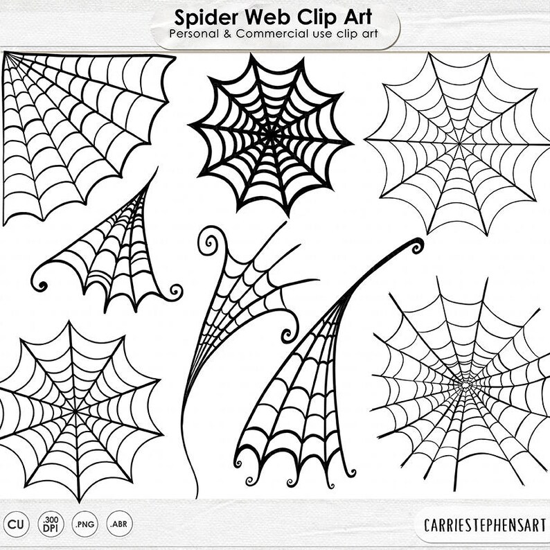 Spider Web Clip Art, Spooky Halloween Clip Art, Digital Stamps ...