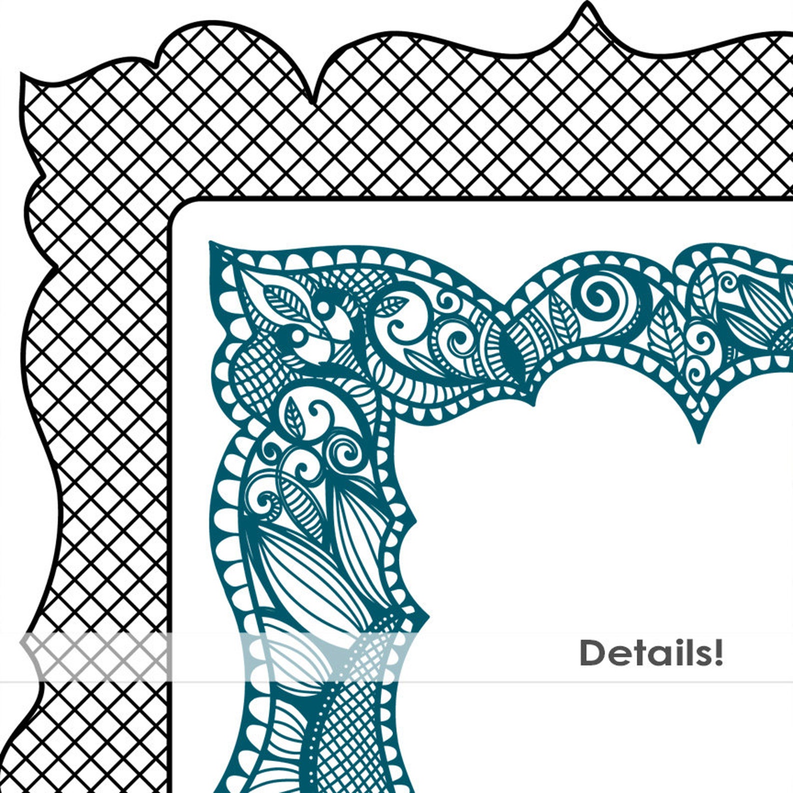 Digital Lace Border Frame Clipart 8 X 10 Rectangle Frame - Etsy