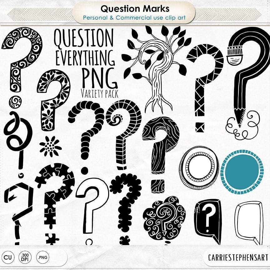Question Mark Teacher Clipart Decorative Doodles Hand Drawn - Etsy