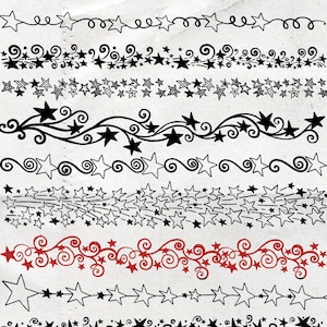 Star Border Clipart, Patriotic Star Doodle Line Art, Fourth of July 4th ...