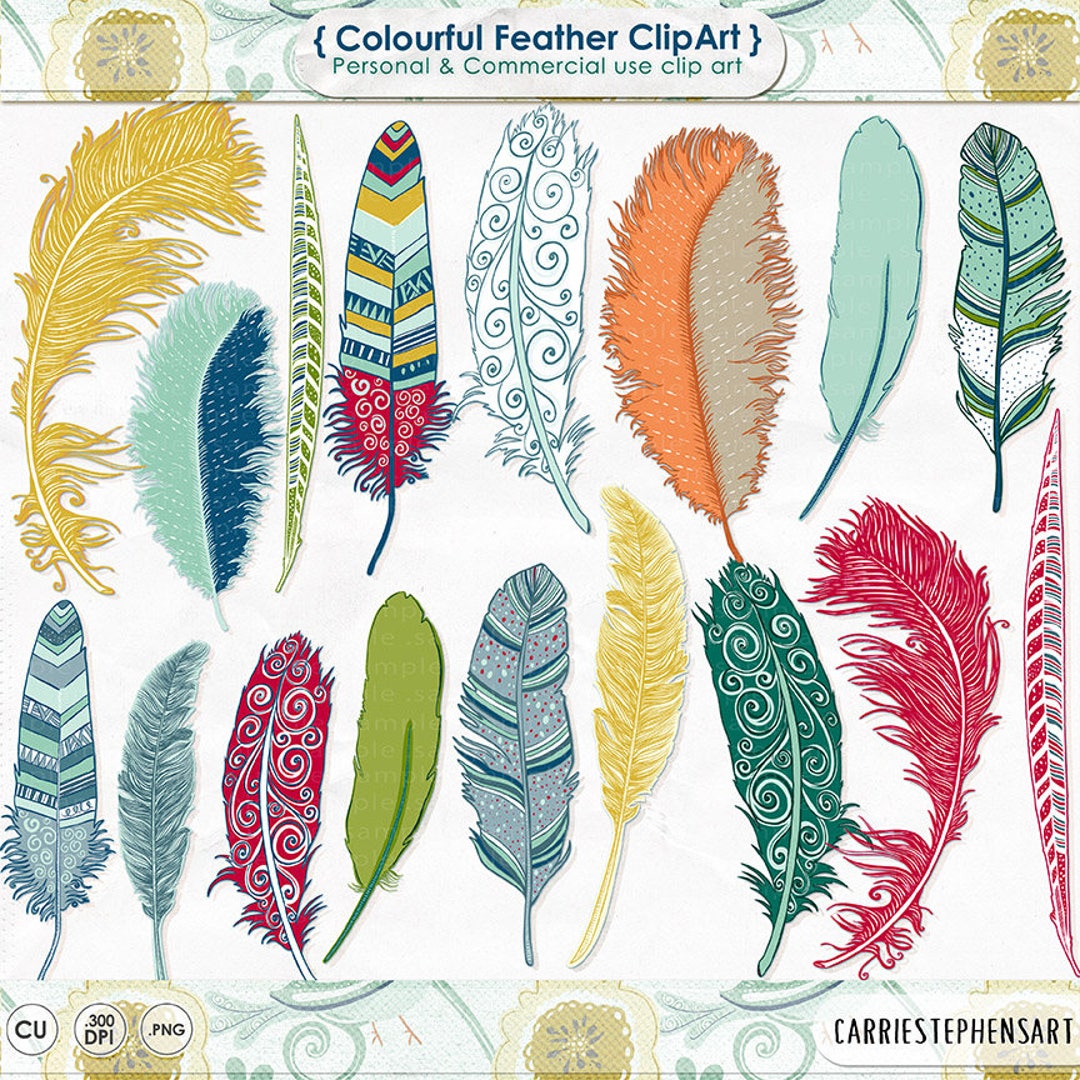 Colorful Boho Feather Clipart PNG Images + Silhouettes | Fanciful ...