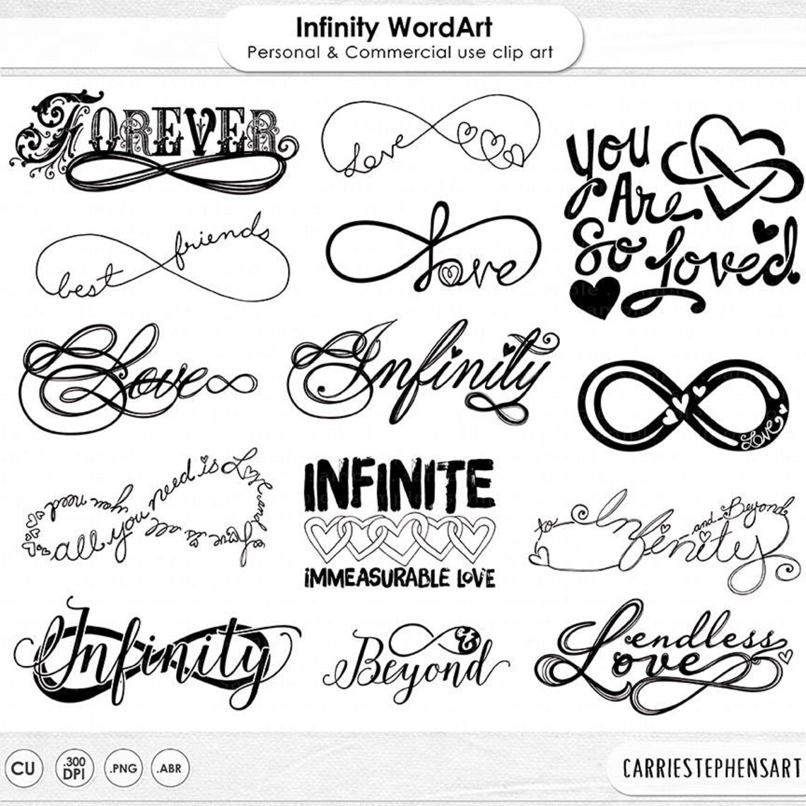 Love Clipart Infinity Word Art Printable Digital Stamps - Etsy Australia