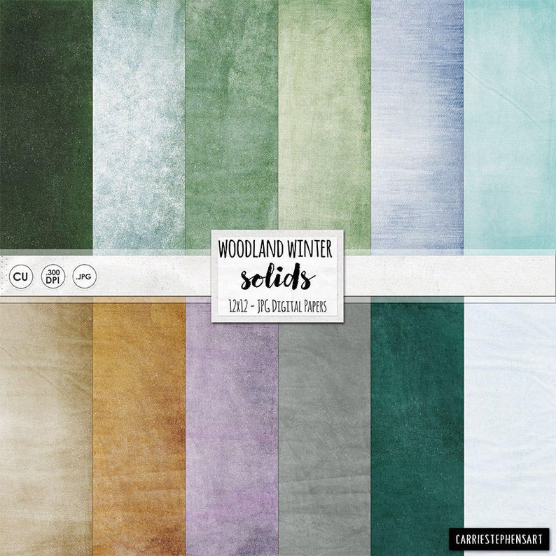 Winter Wonderland Digital Paper Solids, Textured Woodland Christmas ...