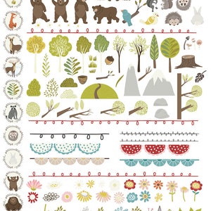 Woodland Animal Clipart, Forest Friends, Fox, Bear Clip Art, Raccoon ...