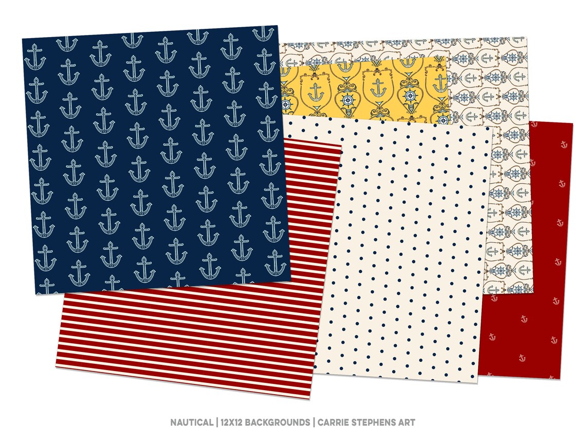 Nautical Digital Paper Anchor Pattern Summer Nautical | Etsy