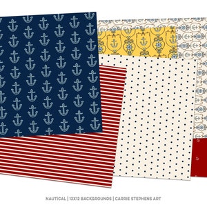 Nautical Digital Paper, Anchor Pattern, Summer Nautical Wedding ...