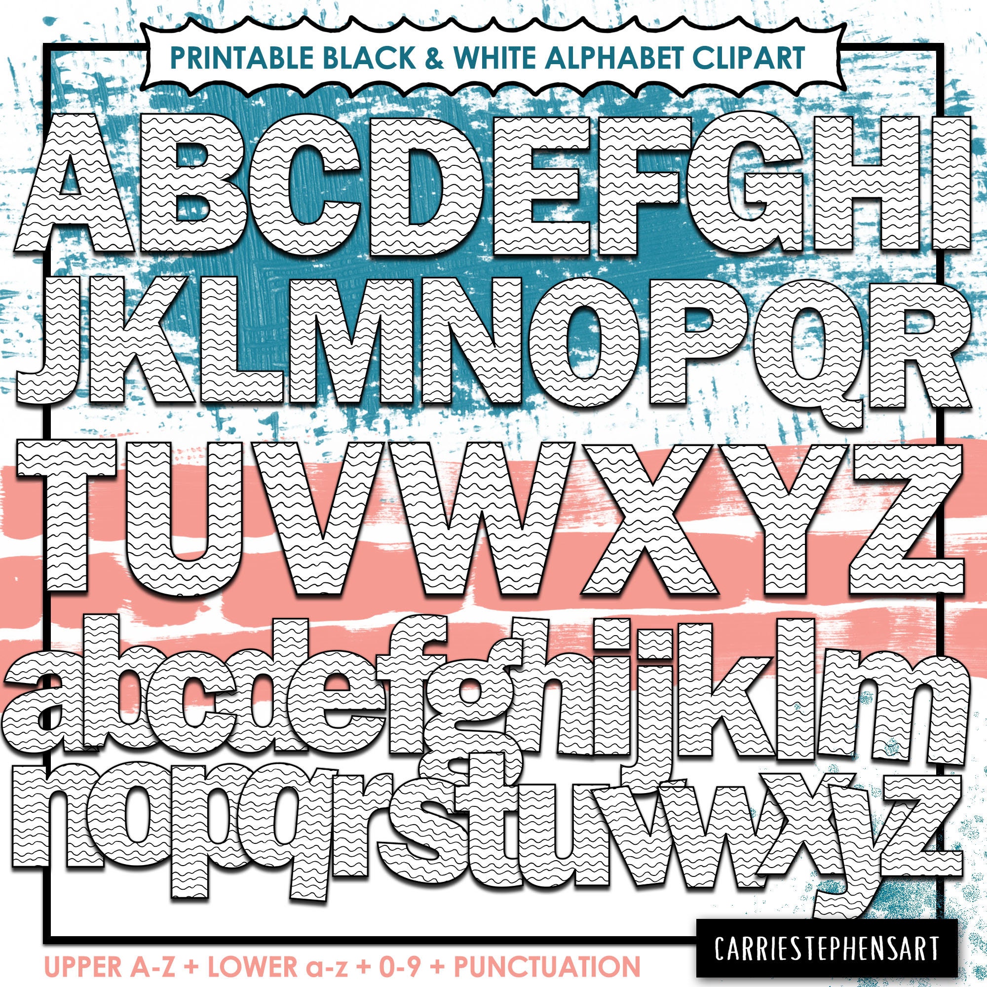 Wavy Stripe Alphabet ClipArt Beach Printable Bulletin Board | Etsy