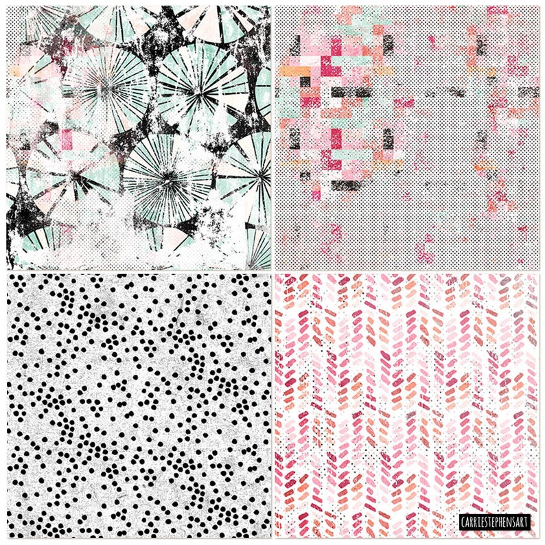 Flamingo Digital Paper Patterns Pink Black Shabby Chic | Etsy