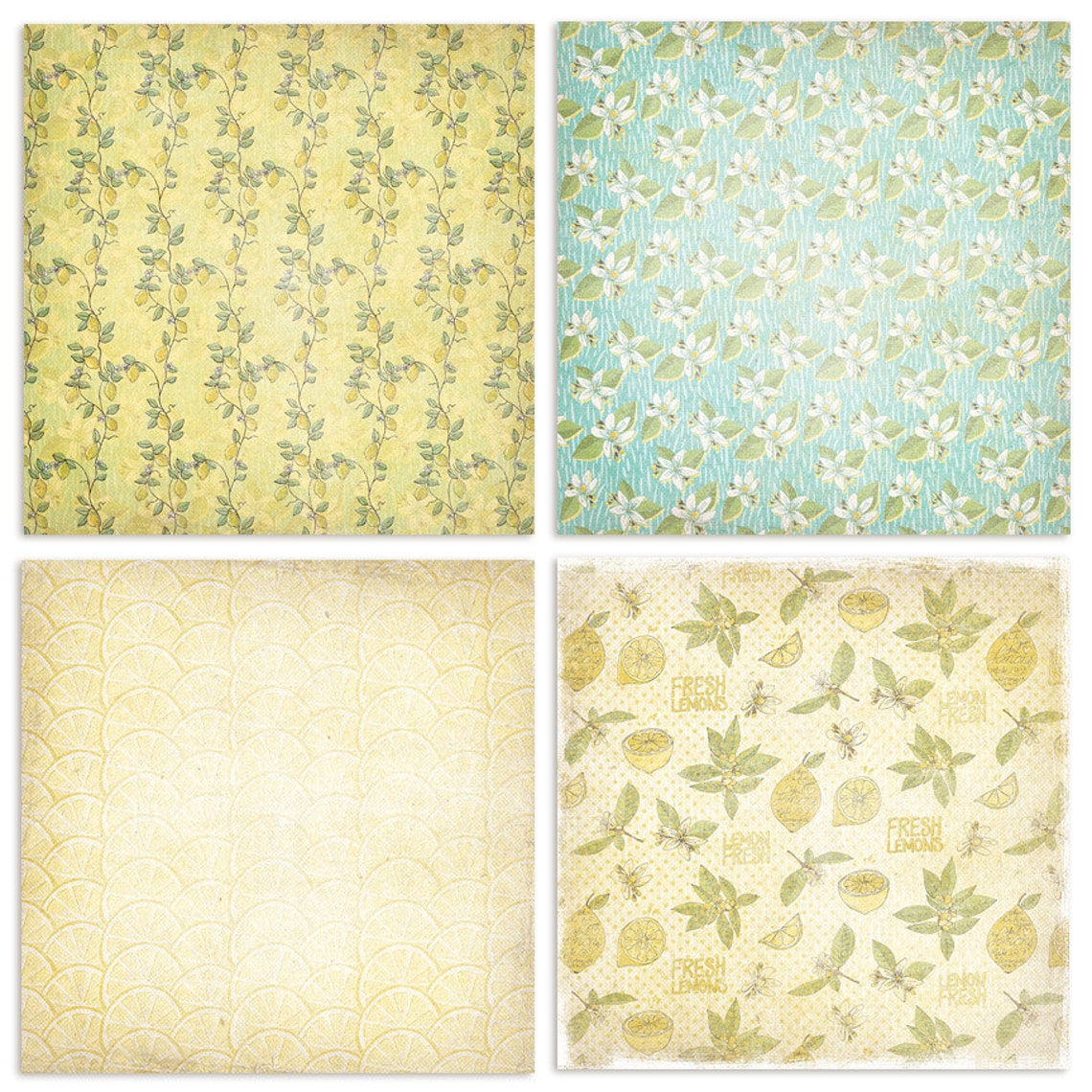 Chic Lemon Digital Paper Lemon Pattern Vintage Kitchen Theme | Etsy