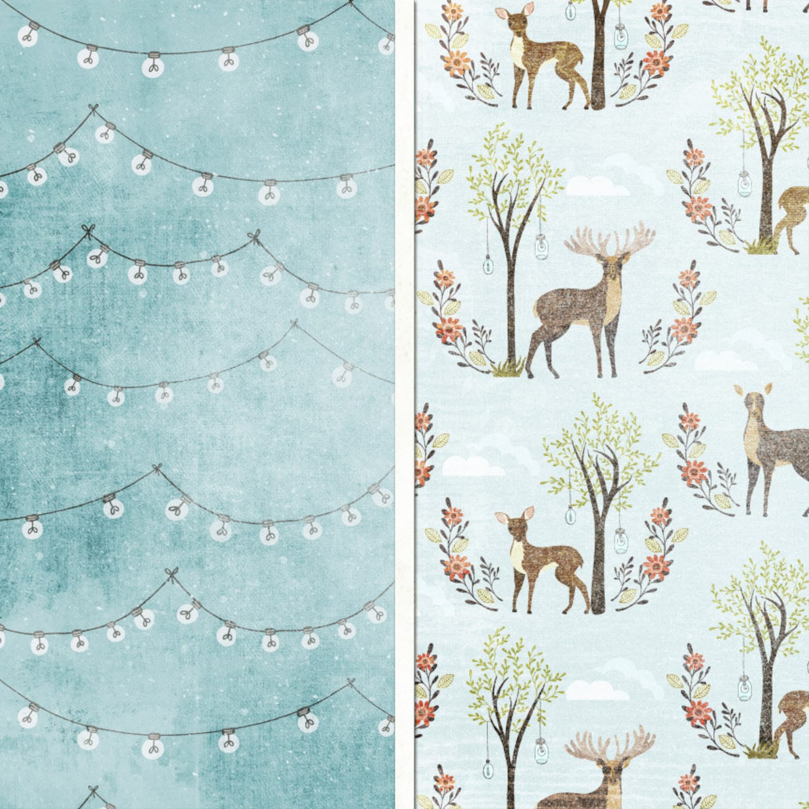 Woodland Animal Digital Scrapbook Paper, Printable Background Texture ...