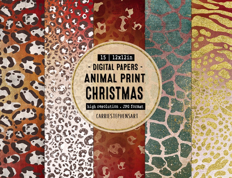 Christmas Animal Print Digital Paper Leopard Pattern Textured | Etsy