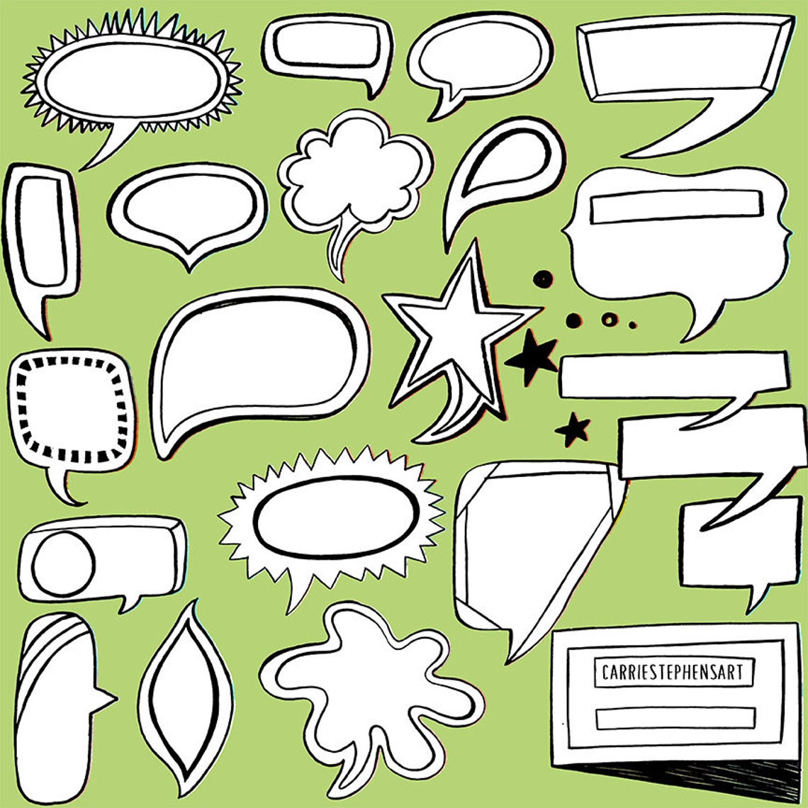 Speech Bubble Clipart Comic Book Graphics Transparent PNG - Etsy