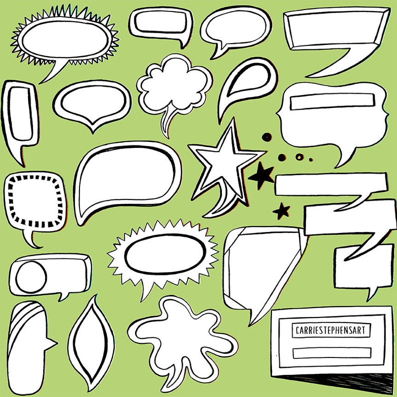 Speech Bubble ClipArt Comic Book Graphics Transparent PNG | Etsy