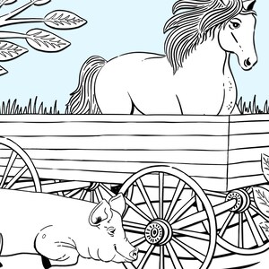Farm Animal Line Art Images, Cute Animal Clipart, Hand-drawn Doodles ...