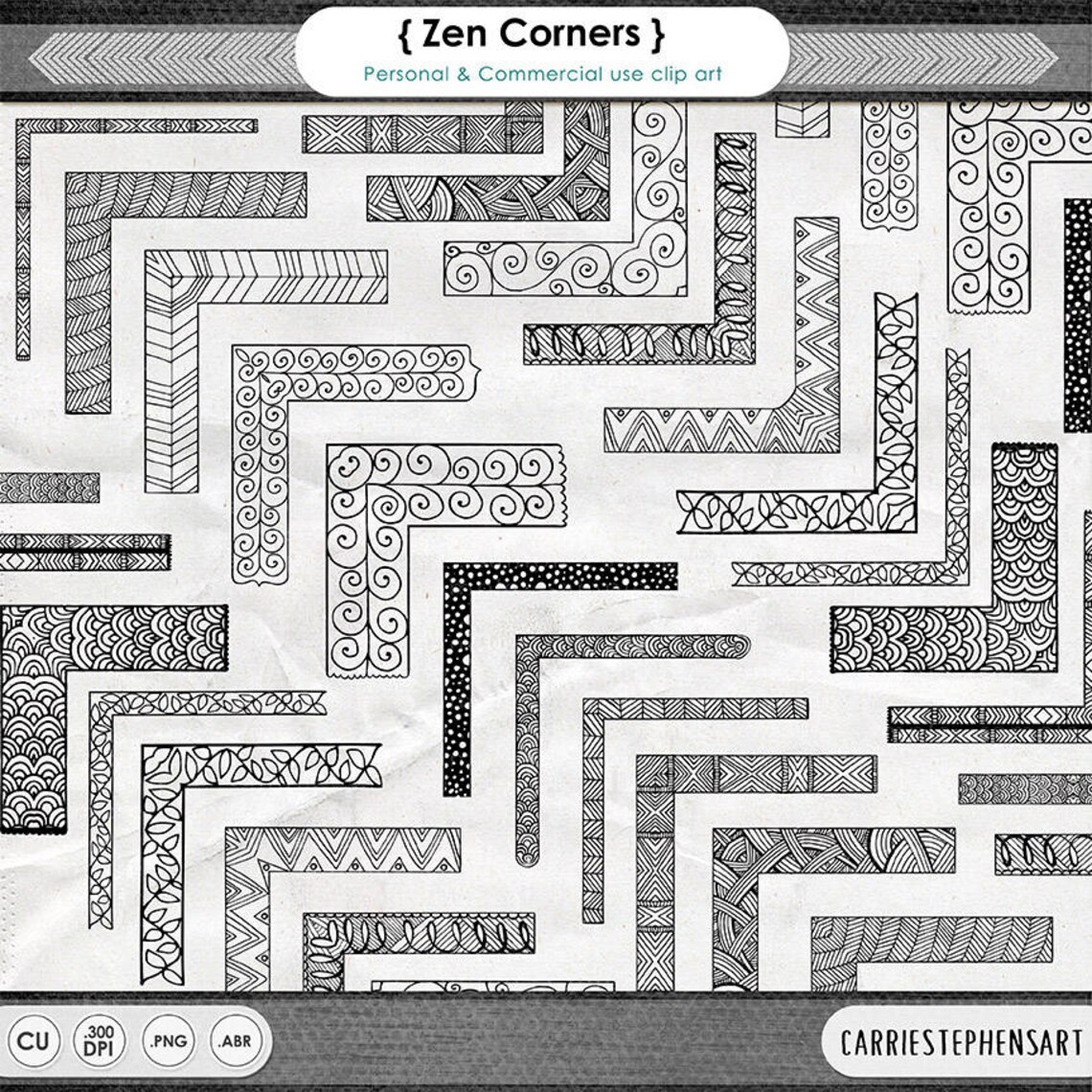 Photo Overlay Corner Clipart Zen Doodle Border Corners - Etsy