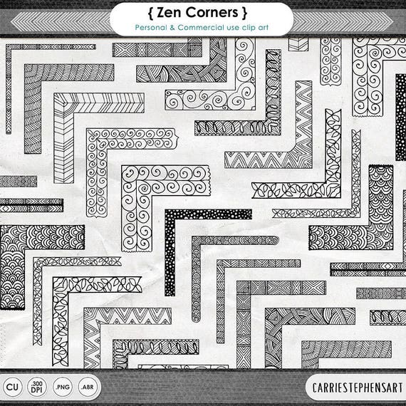 Photo Overlay Corner ClipArt, Zen Doodle Border Corners, Digital Stamps ...