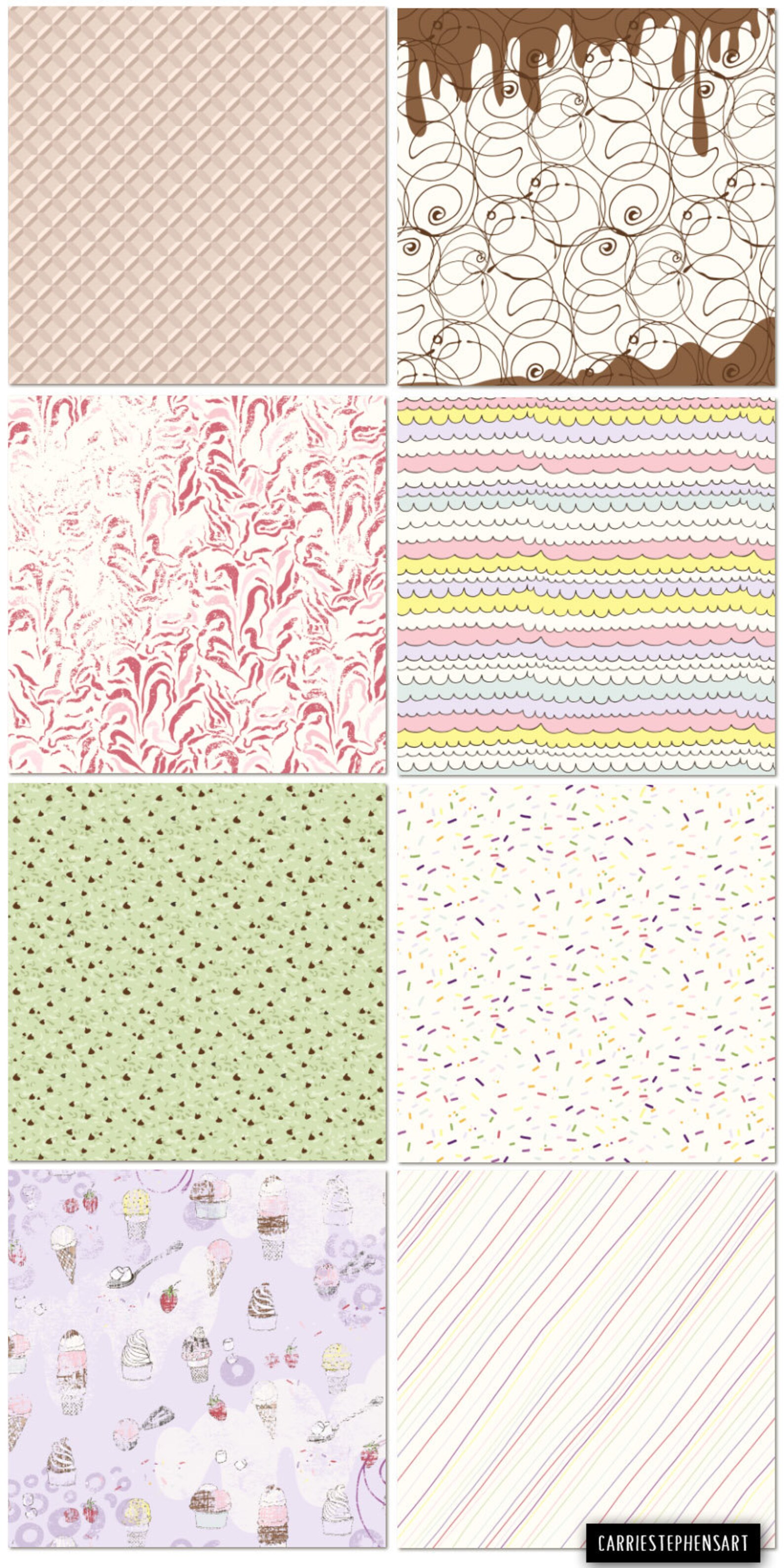Ice Cream Backgrounds Sweet Summer Treats Digital Paper Pink - Etsy