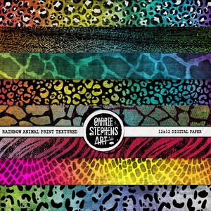 Rainbow Leopard Pattern Digital Paper, Animal Print Background Textured ...
