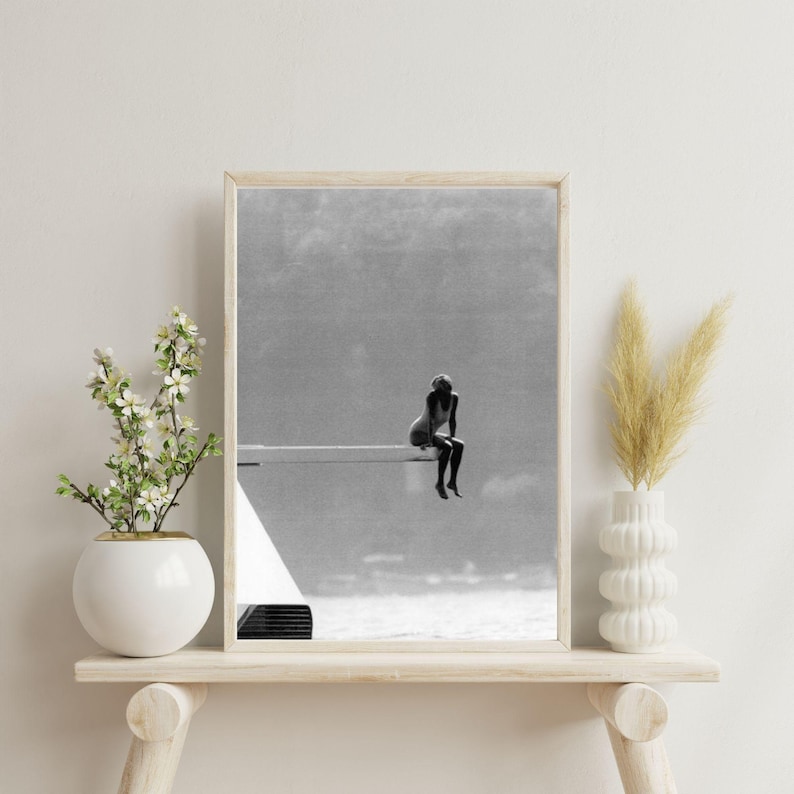 Princess Diana Yacht Photography Print, Black and White Retro Poster ...