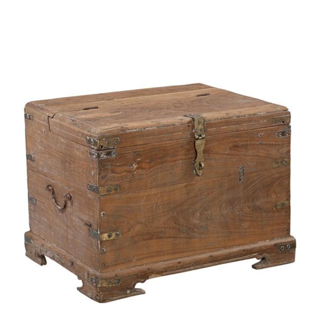 Solid Teak Antique Dowry Trunk | Vintage Teak Storage Chest | One-of-a ...