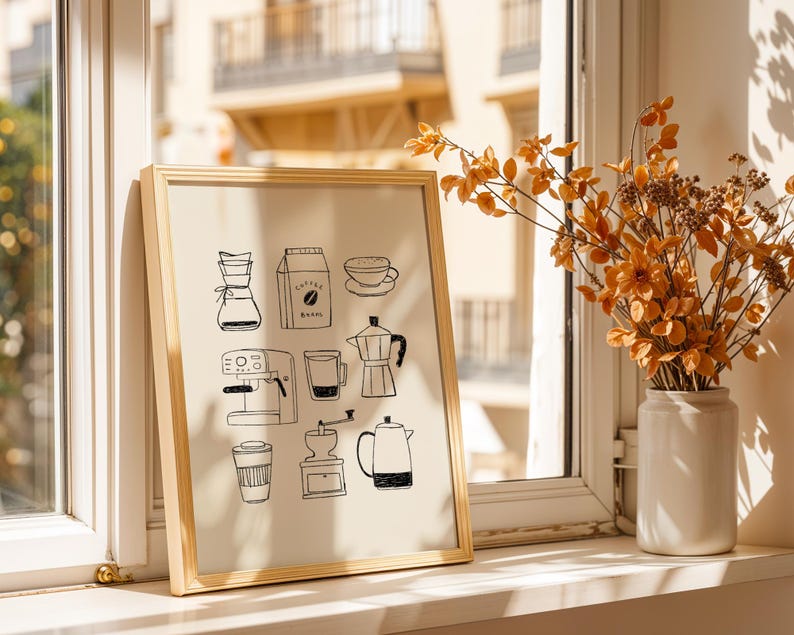 Coffee Club Poster, Coffee Bar Printable Wall Art, Minimalist Coffee Poster, Coffee Bar Digital ...