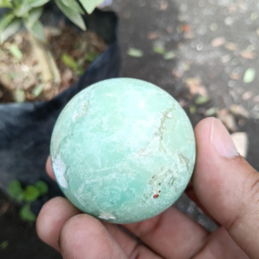 128 Gram Crysoprase Stone Sphere Polished Crystal Healing Gemstone 34 ...