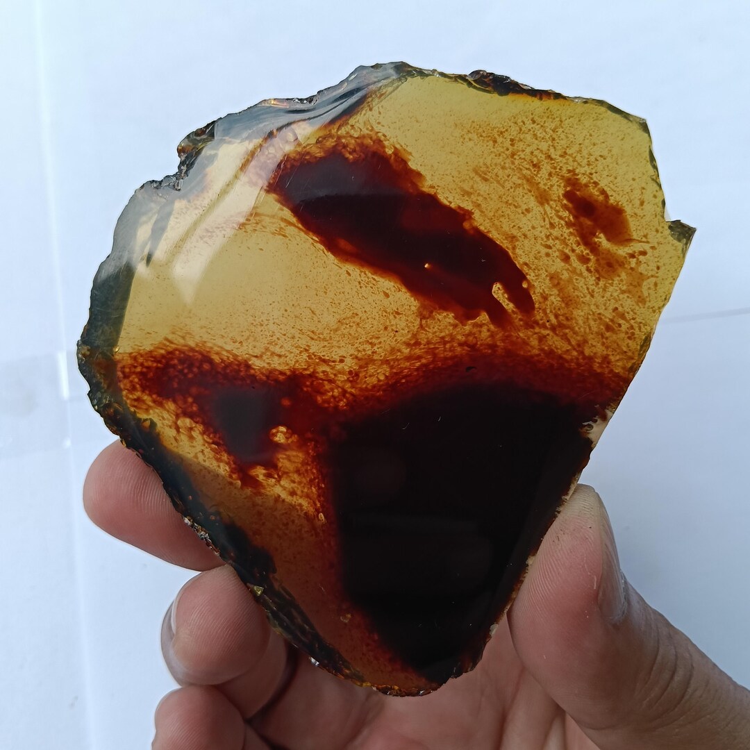 56 Gr Amber Slab Polished,indonesia Sumatra Amber Rough Raw Stone ...