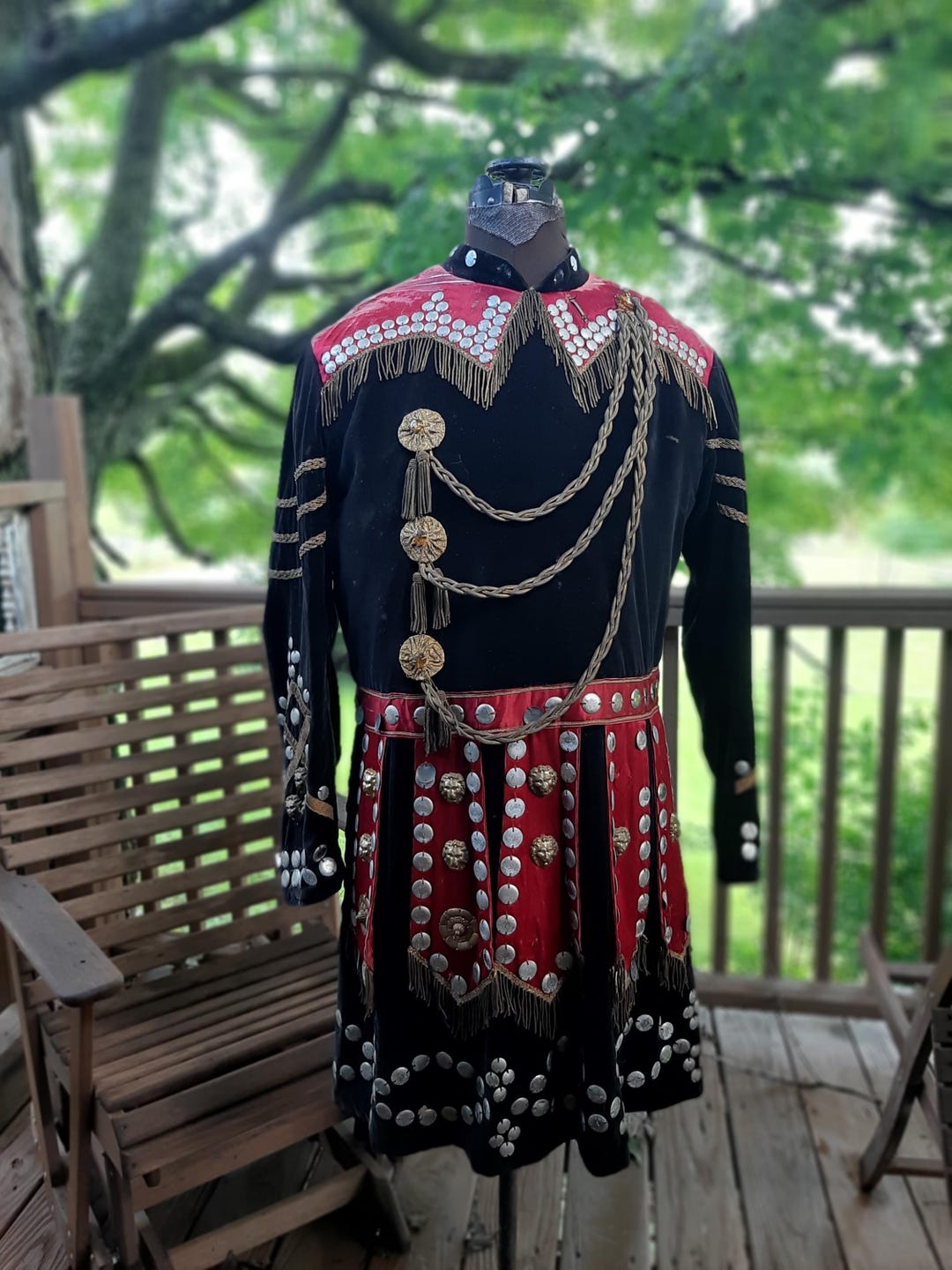 Vtg Odd Fellows Masonic Mens Ceremony Top Coat Jacket Gold Trim Brass ...