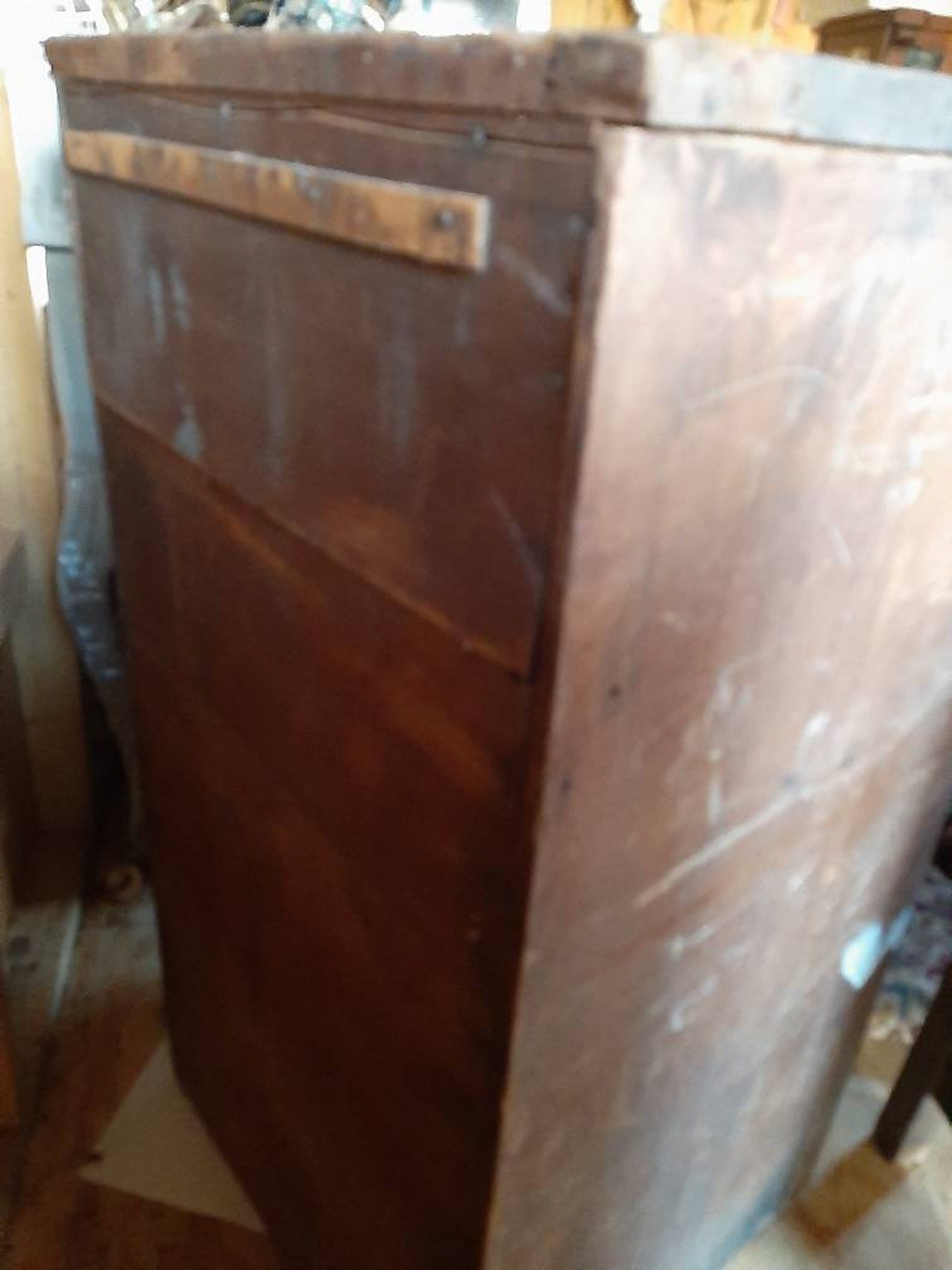 Antique Wooden Printers Cabinet Orig Blue Green Paint 17 Drawers Metal ...