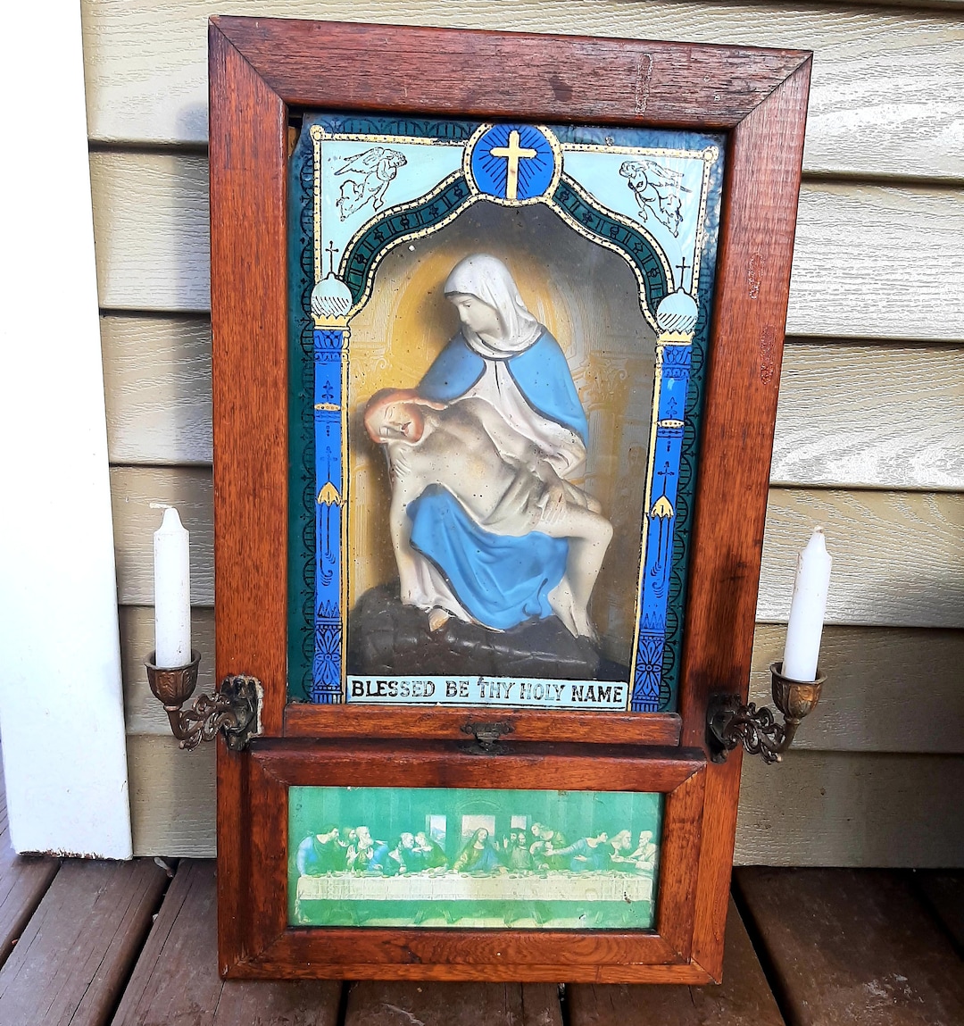 Last Rites Jesus Shadowbox Framed Shrine Antique Religious Vintage ...