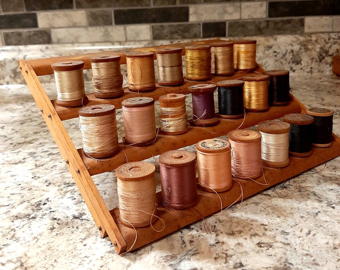 Antique Wooden Folding 3 Tier Spool Holder Standing Spool or Hanging ...