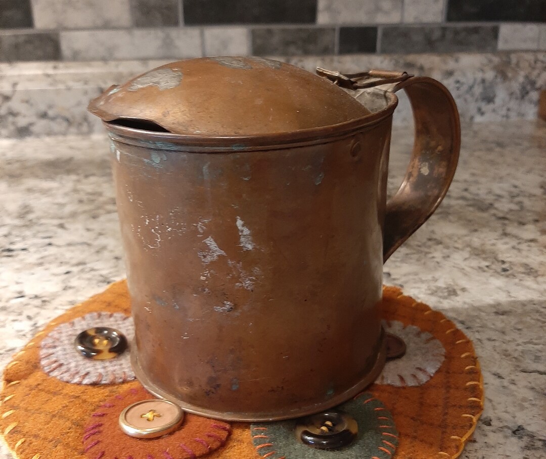 Old English Handmade Old Copper Lidded Cup Vassal Copper Tankard ...