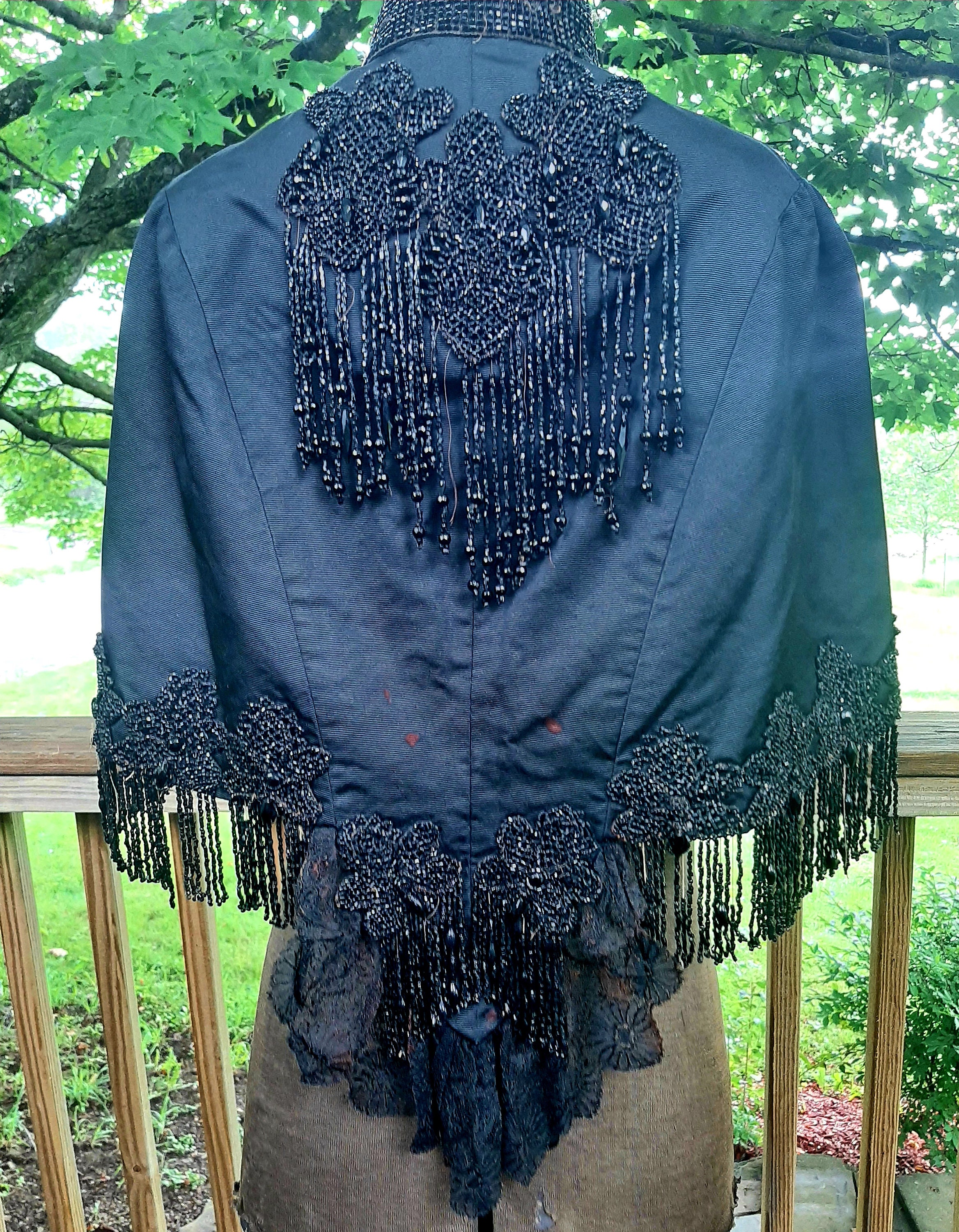 Antique 1800s 1900s Edwardian Victorian Black Mourning Cloak Capelet ...