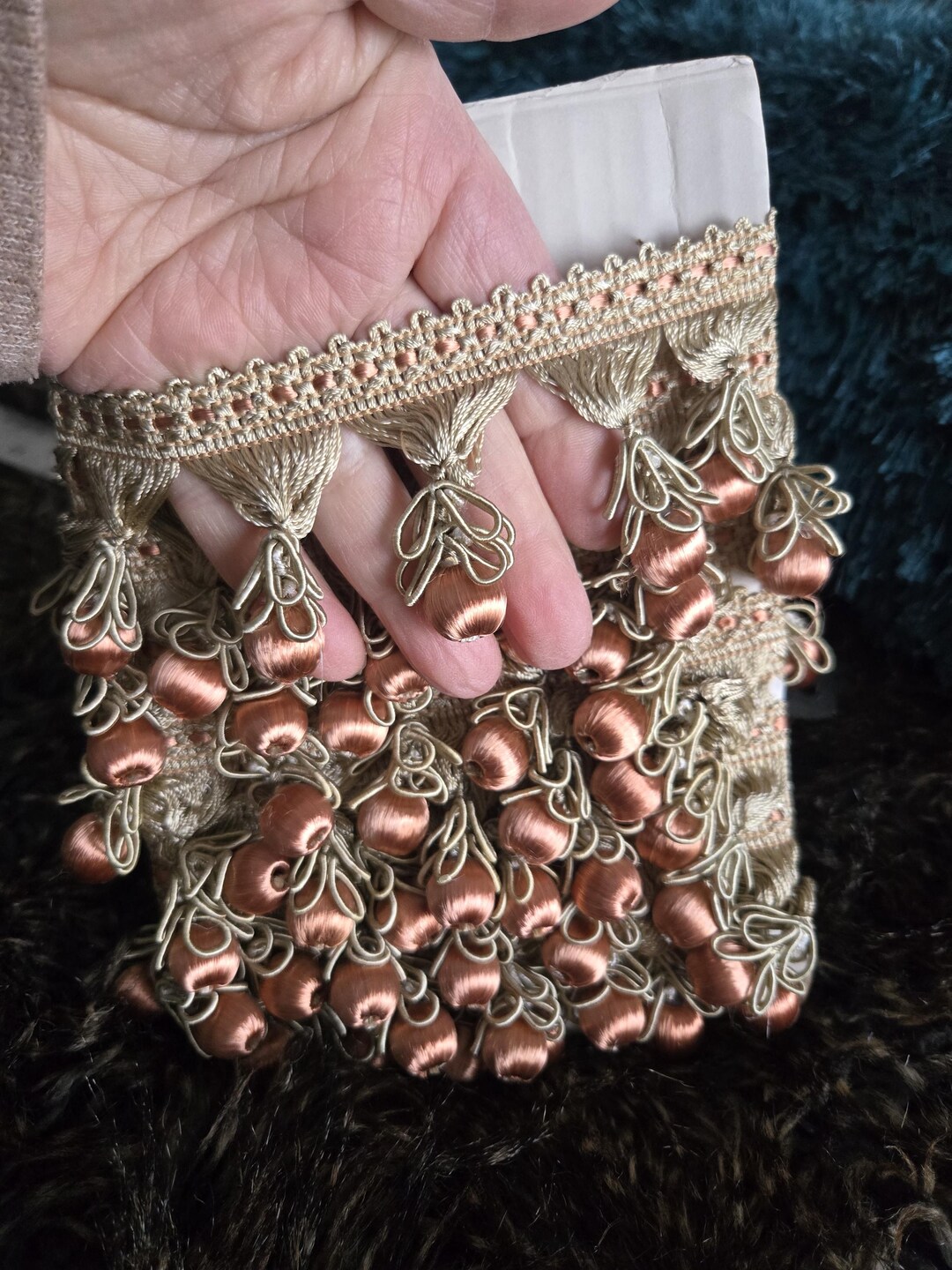 Vintage Bobble Trim Peach Sage Green Millinery Textile 2 Yards Ball ...