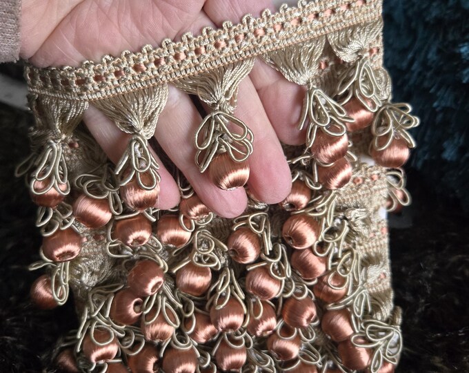 Vintage Bobble Trim Peach Sage Green Millinery Textile 2 Yards Ball ...