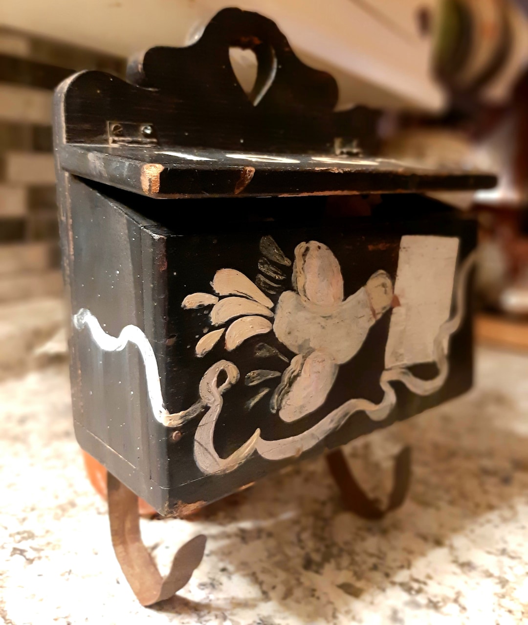 Primitive 1903 Folk Art Wooden Mail Box Vintage Message Box News Paper ...