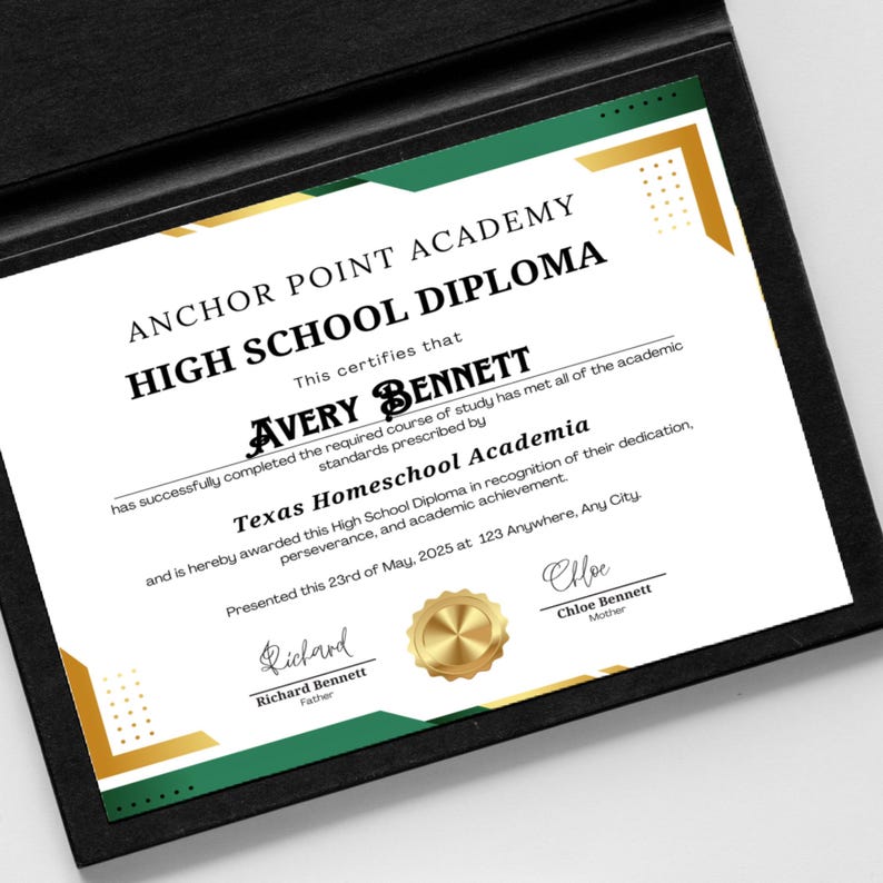 Editable Homeschool Diploma Template, High School Graduation ...