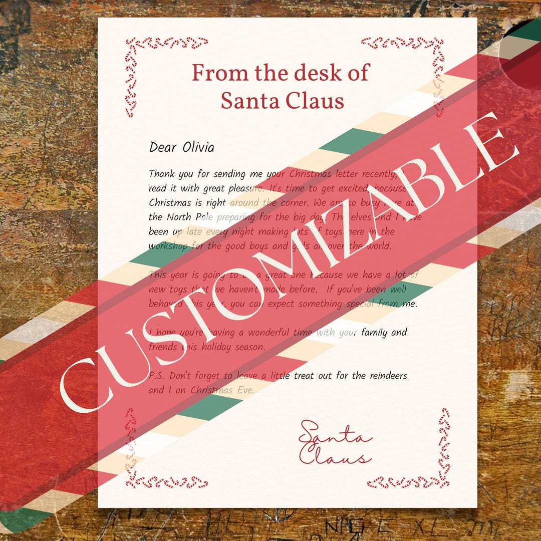 Personalized Letter From Santa, Editable Canva Template (PDF Printable ...