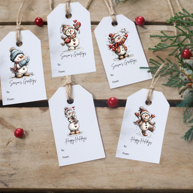 Snowman Christmas Gift Tags | Printable Holiday Present Labels (PDF) - Etsy
