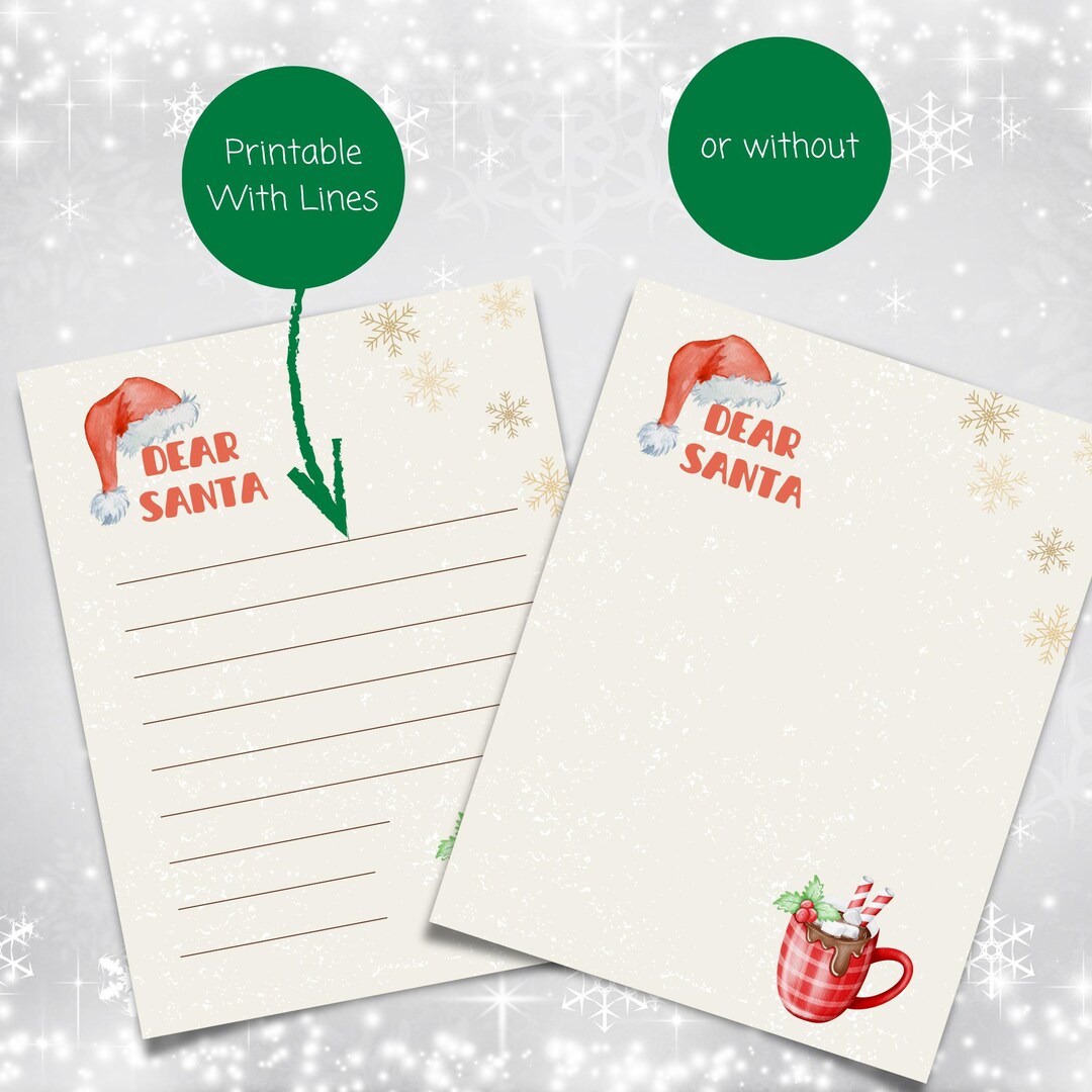 Printable Dear Santa Letter Template, Christmas Wishlist (digital ...