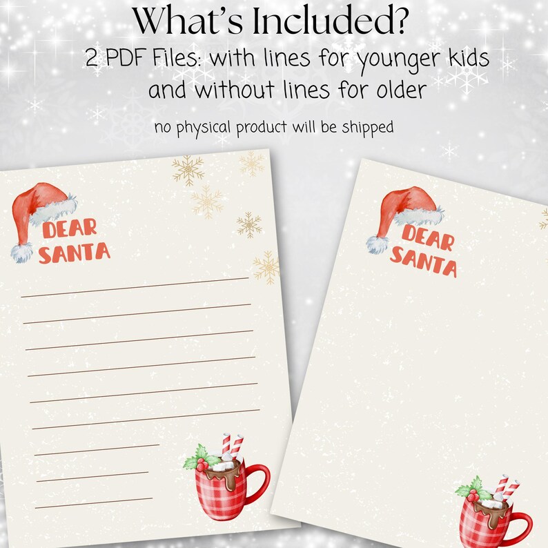 Printable Dear Santa Letter Template, Christmas Wishlist (digital ...